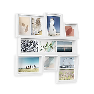 Umbra Edge Multi Wall Display – Collage Frame for Family Photos, Holiday Pictures and Prints, White
