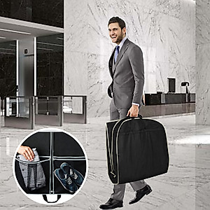 AIDBUCKS Garment Bag (43" * 24" * 4") with Pocket and Handles 1 Piece Large Garment Covers Breathable Clothes Protector Suit Long-Term Storage Of Jacket Coat Dresses, Black