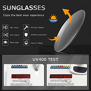 kimorn Rectangle Sunglasses for Women Men Trendy Retro Fashion Sun Glasses 90’s Vintage Square Frame K1200 (Black Frame Grey Lens+White Frame Grey Lens, 65)