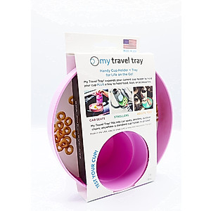 Travel Tray Round, USA Made Easily Convert Your existing Cup Holder to a Tray and Cup Holder for use in a Car Seat, Booster, Stroller, Golf Cart and Anywhere You Have a Cup Holder! - Lavender