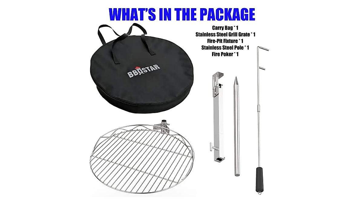 BBQSTAR Swivel Grill for 19.5" Firepits - Cook Anywhere!