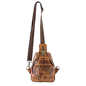FASHUT Vintage Leather Cross body Sling Bag For Men and Women with Multi-Pockets Designer Handbag | Perfect Cycling Hiking Travel Purpose | Size- Medium | Colour- Tan