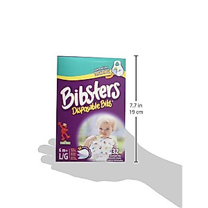 Bibsters Sesame Street Large Disposable Bibs with Patented Crumb-Catcher, Leakproof Liner, and Reusable Fastener -Age 6 Months and Up 32 count (Pack of 1)