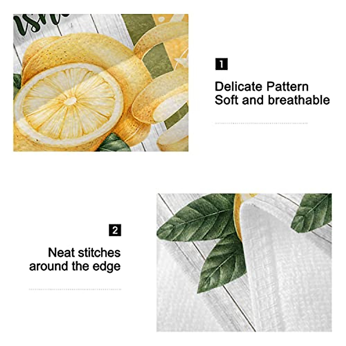 HADEEONG Summer Time Lemons Dish Towels for Kitchen, 16 x 23.6 Inch Fast Drying Absorbent Tea Towels Dishcloths, Seasonal Hand Towels for Daily Kitchen Home Cleaning Baking Set of 4