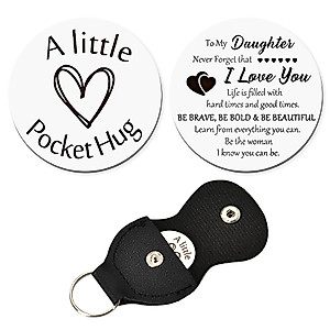 Daughter Birthday Gift from Mom Dad, To My Daughter Inspirational Gifts, I Love You Daughters Pocket Hug Keychain Presents for Daughter in law Christmas Graduation Wedding Gift for Women Girls