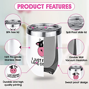 Cow Themed Gifts- Cow Print Tumbler Cup Gift for Women with Cow Print Socks- Gift Idea for Cow Lover- Farm Gifts for Women (12 OZ)