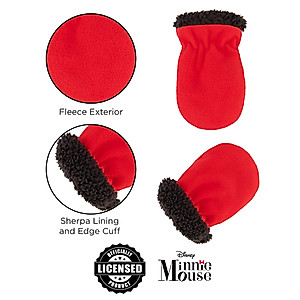 Disney baby girls Minnie Mouse Toddler Fleece Trapper Winter With Sherpa Lining and Mitten Set Beanie Hat, Minnie Mouse, 2-4T US
