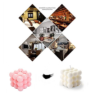 Pack of 2 Bubble Candles - Smokeless Cubed Soy Scented Candles, Aesthetic Home Decor Candles, Home Use and Gifting (White + Pink)