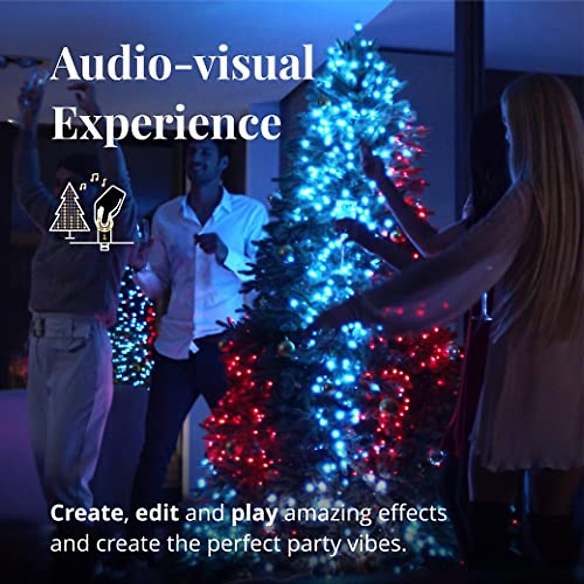 Twinkly Music, Sound Sensor for LED Lights, Bluetooth and Wi-Fi Sensor to Sync with Music and Smart Lights via App, USB Power, Black