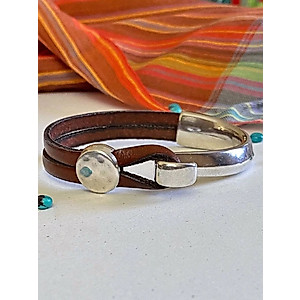 Long tiantian Mens Bracelet Bracelet Leather Cuff Bracelet Black Leather Wrap Bracelet Studded Boho Cuff Bracelets Handmade Splicing Bangle Bracelet Double Strand Leather Bracelet for Men