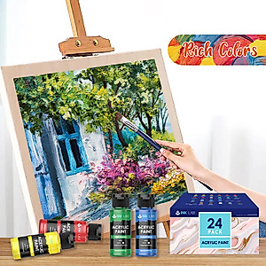 Acrylic Paint Set Non Toxic 24 Vibrant Colors Acrylic Paint No Fading Rich Pigment for Kids Adults Artists Canvas Crafts Wood Painting