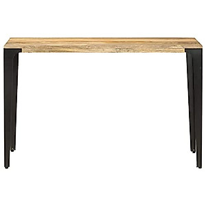 GOLINPEILO Wooden Dining Table with Powder-Coated Steel Frame, Kitchen Table Living Room Table, 47.2"x23.6"x29.9" Solid Mango Wood -AA