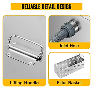 OUKIDR Commercial Grease Interceptor, Stainless Steel Grease Trap For Kitchen Under Sink, Oil-Water Separator With Side Water Inlet,25LB