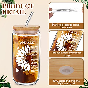 Suttmin 6 Pcs Christian Gifts for Women Religious Gifts Iced Coffee Cups, 16 Oz Drinking Glasses with Bamboo Lids and Straw Set Inspirational Birthday Gifts for Sister, Friend, Mom, Coworker