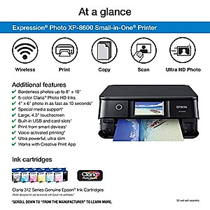 Epson Expression Photo XP-8600 Wireless Color Photo Printer with Scanner and Copier Black,Small