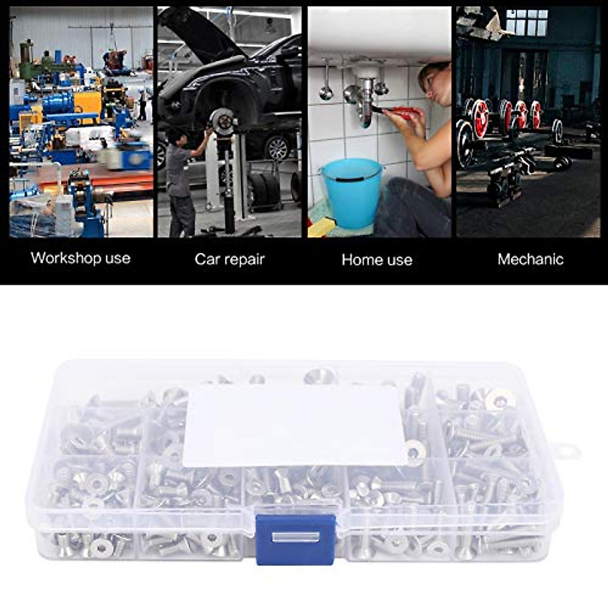 Screw Organizer, Screws Assortment Set Hex Socket Screw Flat Screw Pocket Hole Screws, Screws Kit for Electronics Industry Hardware Fasteners DIY