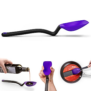 Dreamfarm Supoon | Non-Stick Silicone Sit Up Scraping & Cooking Spoon with Measuring Lines | Purple