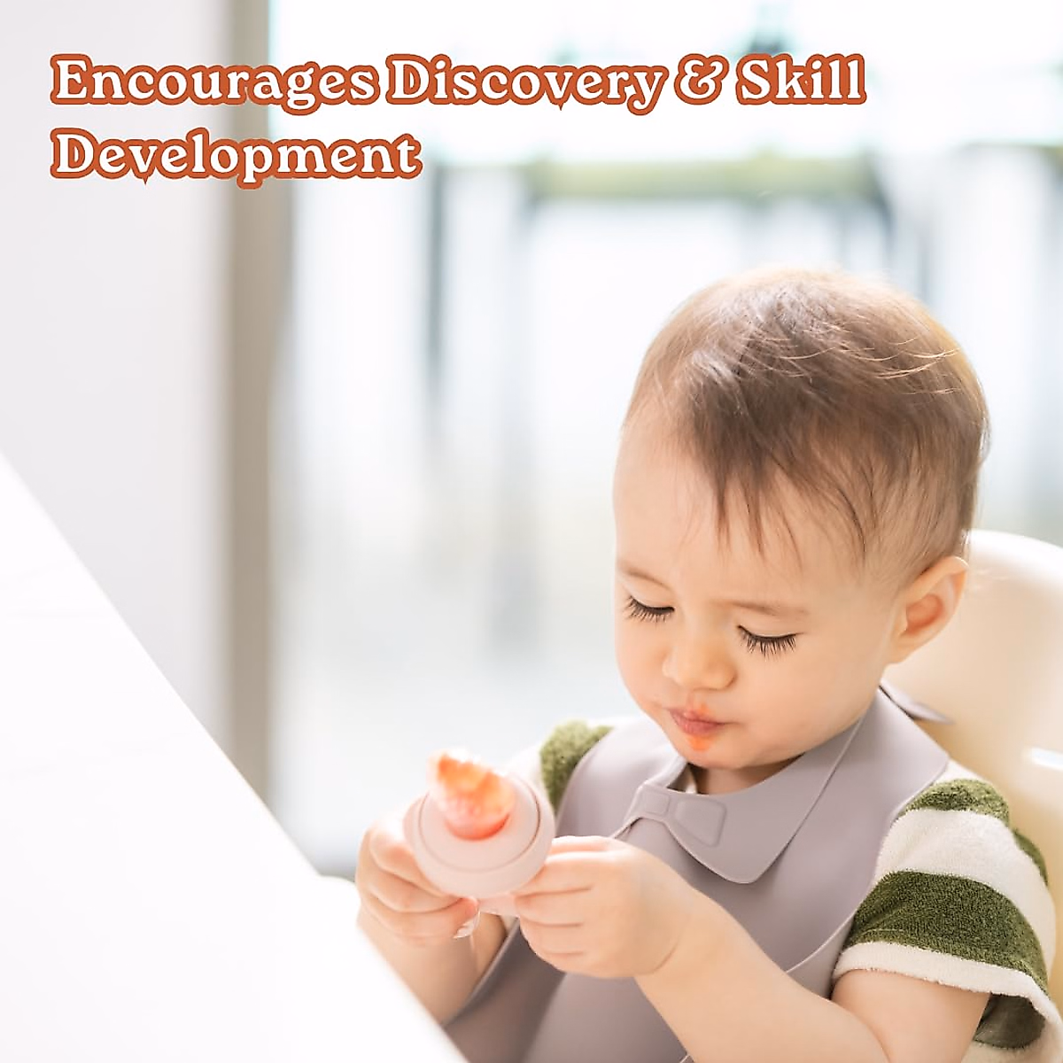 Haakaa Freeze-N-Feed Mini Combo with Silicone Food Feeder & Silicone Mini Nibble Tray|Baby Solid Food Self Feeder|Breastmilk Popsicle Mold Storage & Feeder for Soothing Baby Gums 1 PK