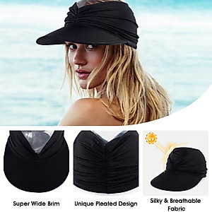 Beorndmy Sun Visor Hat Womens Wide Brim Elastic Empty Top Summer Hats for Women UV Protection Beach Travel Cap
