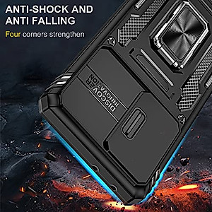 THMEIRA Samsung Galaxy S21 Ultra Case, Armor Phone Case for Samsung S21 Ultra with Screen Protector [Soft 2 Pcs] with Camera Cover, Galaxy S21 Ultra Magnetic Ring Case Anti-Fall Drop Protection, Black