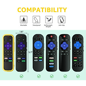 Wevove 3Pack Remote Cover for Roku, Remote case Compatible with Roku Voice Remote Official, Silicone Protective Controller Universal Sleeve Glow in The Dark(Glow White&Yellow&Blue)