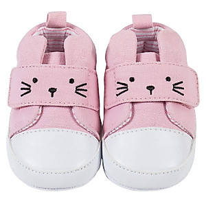 Gerber Unisex Baby Sneakers Crib Shoes Newborn Infant Toddler Neutral Boy Girl Bunny Pink 6-9 Months