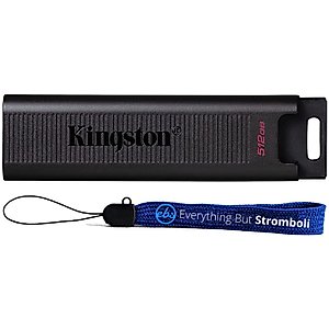 Kingston Flash Drive DataTraveler Max 512GB USB 3.2 High Speed 1000MB/s USB Type-C for Computer (DTMAX/512GB) Bundle with 1 Everything But Stromboli Lanyard