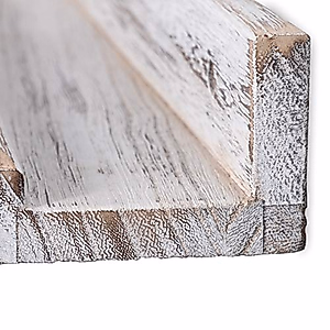 Rustic State Ted Wall Mount Narrow Picture Ledge Shelf Photo Frame Display - 52 Inch Floating Wooden Shelf for Living Room Office Kitchen Bedroom Bathroom Décor - Set of 4 - Burnt White