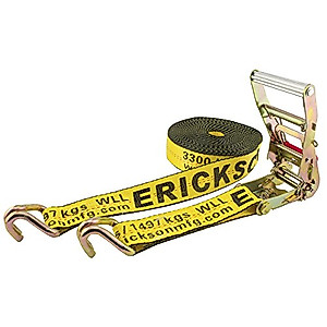 Erickson 58541 Yellow 2" x 40' Ratchet Strap Tie-Down with J Hooks