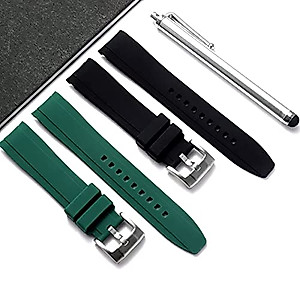 Strapseeker Dexter Top Grade Silicone Curved Lug End Watch Strap- Watch Bands For Men & Women -Waterproof Rubber Bracelet for Sports & Dive Watches-Replacement for Tudor, Omega & Seiko Watches- Colors: Black, Blue, Orange, Green-Pin Buckle / Butterfly Dep