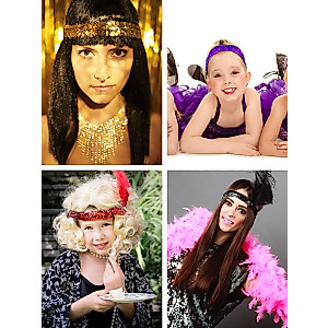 Mandala Crafts Sparkle Silver Sequin Headbands for Women Girls - 12 Glitter Stretch Elastic Sequin Headband Set for Fashion Dance Disco Party Favor