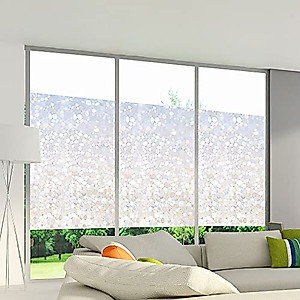 3D Pebble Window Privacy Film, Frosted Glass Window Film,Vinyl Decorative Window Decals, UV Blocking Window Coverings Static Clings Non Adhesive Window Film (17.5 x 78.7 inch)