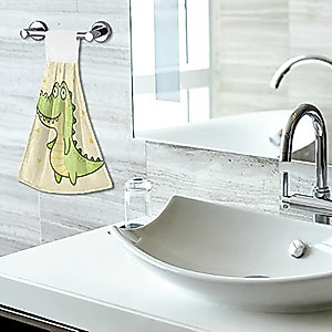 susiyo Cartoon Cute Alligator Animal Hanging Kitchen Towels 2 Pcs Tie Towels Dish Cloth Absorbent Soft Dry Towel Decorative Hanging Hand Towels for Bathroom Laundry Room Housewarming Home Decor