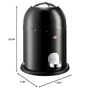 Wesco Single Master - German Designed - Small Step Trash Can, Powder Coated Ssteel, 2.4 Gallon / 9 L, Black