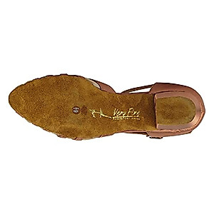 Very Fine Dancesport Shoes - Ladies' Salsa, Latin, Practice Ballroom Dance Shoes 2719FT 1-inch Flat Heel (Tan Satin & Flesh Mesh, Size 8.5)