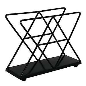 OwlGift Black Modern Geometric Triangle Metal Wire Upright Napkin Holder