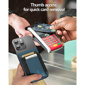 Miroddi for Magsafe Wallet, Stronger Magnetic Phone Wallet with Flexible Adjustable Stand, Leather Phone Wallet for iPhone 15/14/13/12 Series, Magnetic Card Holder 10 Cards, Dark Blue