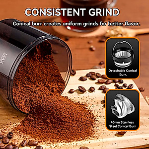 Electric Burr Coffee Grinder with Digital Control, BEEONE Espresso Grinder with 31 Precise Settings for 1-10 Cups, Coffee Grinder Electric with Time Display, Black