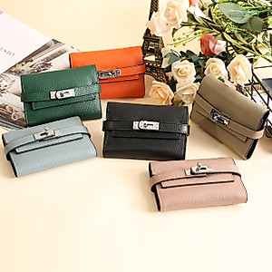 ENYISDAN Women's Long Leather Wallet Button Wallet for Women Fashion Personality Clutch Trifold Ladies Credit Card Holder (pink)