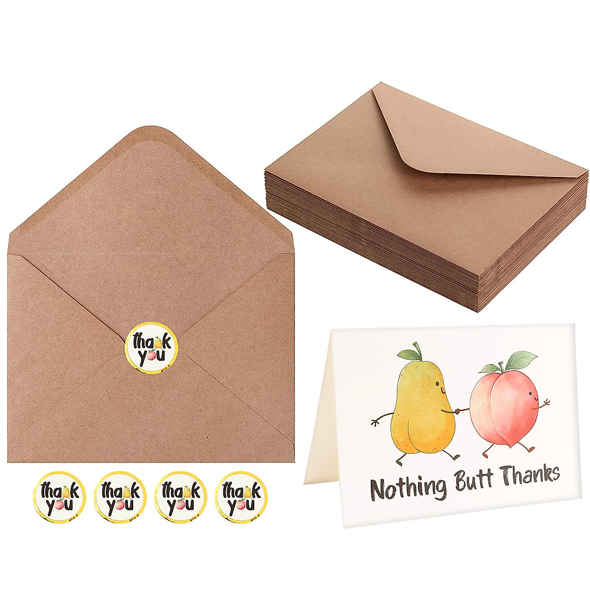 40 Funny Thank You Cards wtih Envelopes & Stickers,Pun Greeting Note Cards 4 x 6 in,Bulk Boxed Set Assortment Blank Notecards Card Great for Employee Teachers Friends Business Coworker Gratitude Appreciation