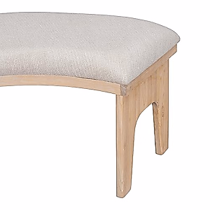 Linique 5-Piece Dining Table Set, 44" Round Dining Table with Curved Bench & Side Chairs for 4-5 People for Dining Room and Kitchen (Natural Wood Wash)