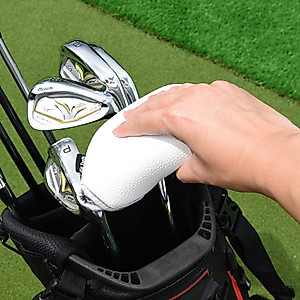 BIG TEETH Golf Head Covers Mid Mallet Putter Cover Fit for Odessey Backstryke Center Shaft Putter (White)