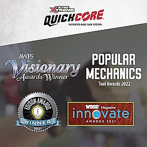 Disston QuickCore 7 pc Set - 1 Each: 1", 1-1/4", 1-1/2", 1-3/4", 2", and 2-1/2" Hole saws, Arbor with a Pilot Drill bit, Hex Key