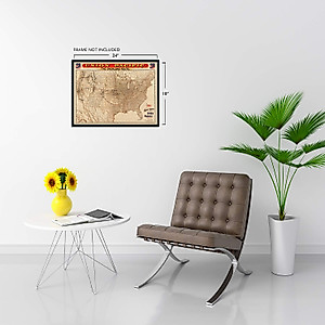 HISTORIX Vintage 1892 United States Map - 18x24 Inch Vintage Map of United States Wall Art - Old Wall Map of The United States of America Showing Union Pacific Overland Route and Connections