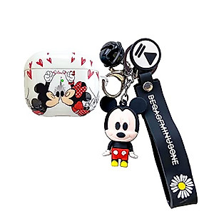 Cute AirPod 3nd Generation Case, AirPod 3 Personalise Custom, Airpod 3 Case Cover with Keychain/Lanyard, Protective Hard Case Cover Skin for Women Girls Airpod 3 Case [Front LED Visible] (Mickey)