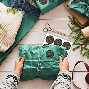 Mobiusea Creation Happy Holidays Stickers | Envelope Seals | 1.4 inch | Gold Foil | Black Wreath Christmas Stickers | Waterproof | 90-Pack for Christmas Gifts, Envelopes, Holiday Cards