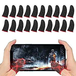 Newseego Finger Sleeve Sets for Gaming Mobile Game Controller Thumb Sleeves [20 Pack], Anti-Sweat Breathable Touchscreen Sensitive Aim Joysticks Finger Set for Rules of Survival/Knives Out (Red)