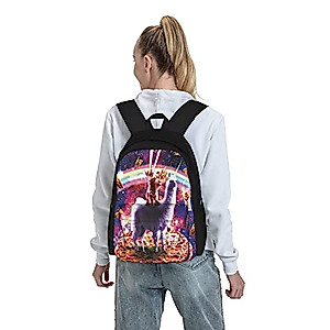 ayvcxui Laser Eyes Pizza Outer Space Cat Riding on Llama Galaxy Backpack Unisex Double Shoulder Bag Adjustable Shoulder Stra Large Capacity Laptop Bagpack 16.5×12.6×5.5in