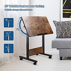 KOUPA Adjustable Mobile Standing Desk Large 16×31 in, Rolling Computer Workstation with Lockable Wheels for Home Office, 360° Flip Tilt Foldable Laptop Table Cart for Standing Sitting