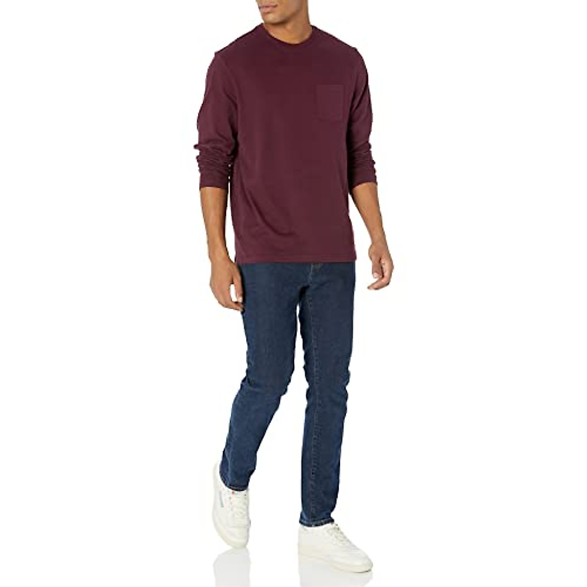 Amazon Essentials Men's Regular-Fit Long-Sleeve T-Shirt, Burgundy, Medium